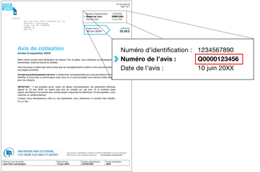 Numéro d'avis de cotisation